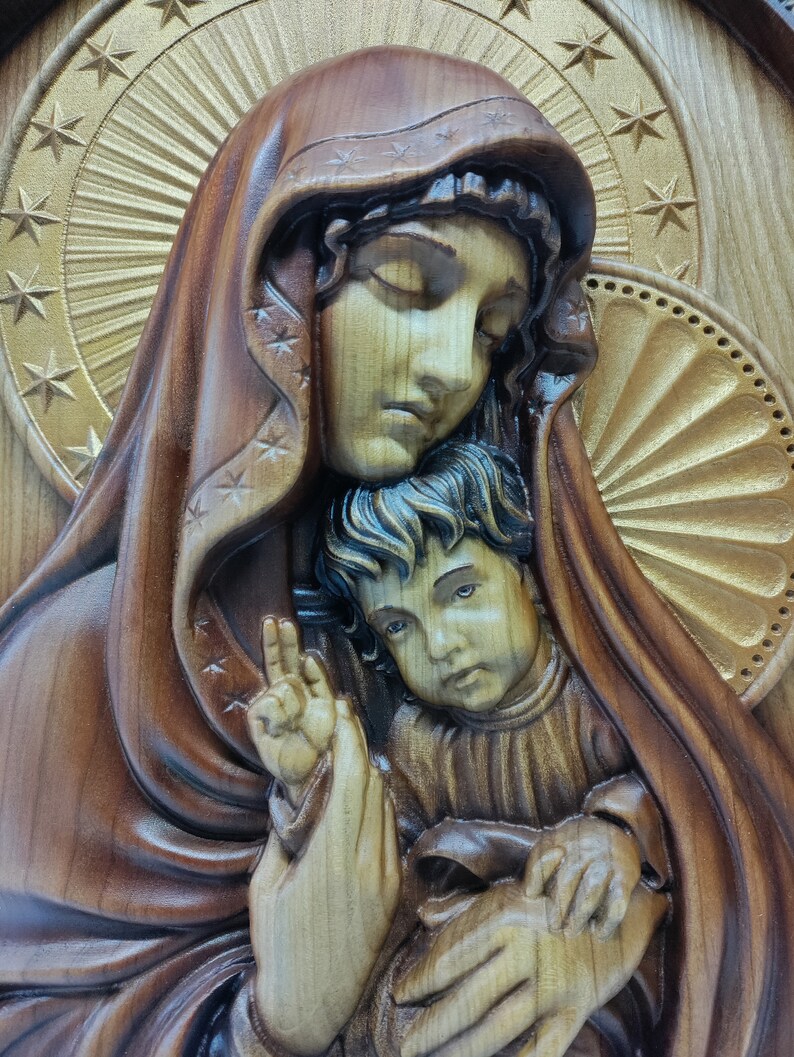 Icon of Mary With Baby Jesus, the Icon is Made of Wood, Christian Icons ...