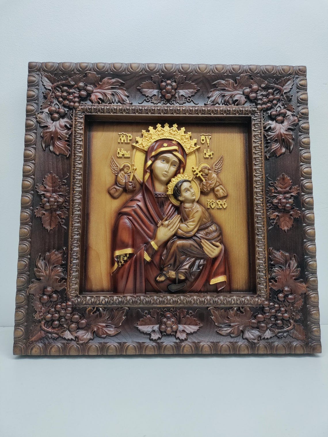 Wood Icon: Our Lady of Perpetual Help, Christian Bas-relief (50x50cm ...
