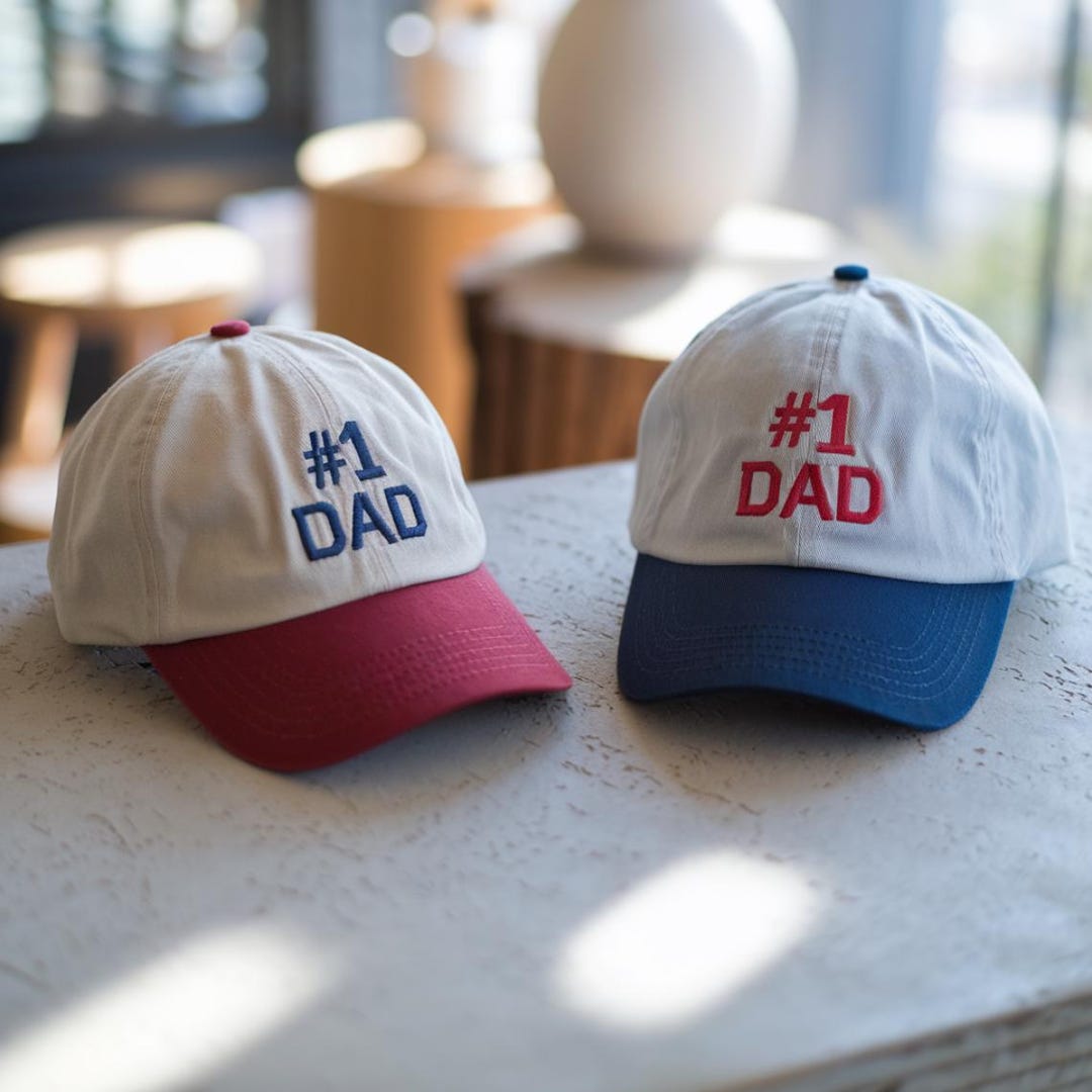 Embroidered Number 1 Dad Embroidered Cap #1 Two-tone Cap, Best Dad Ever ...