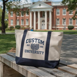 Custom College Embroidered Boat Tote Bag, Personalized Logo University ...