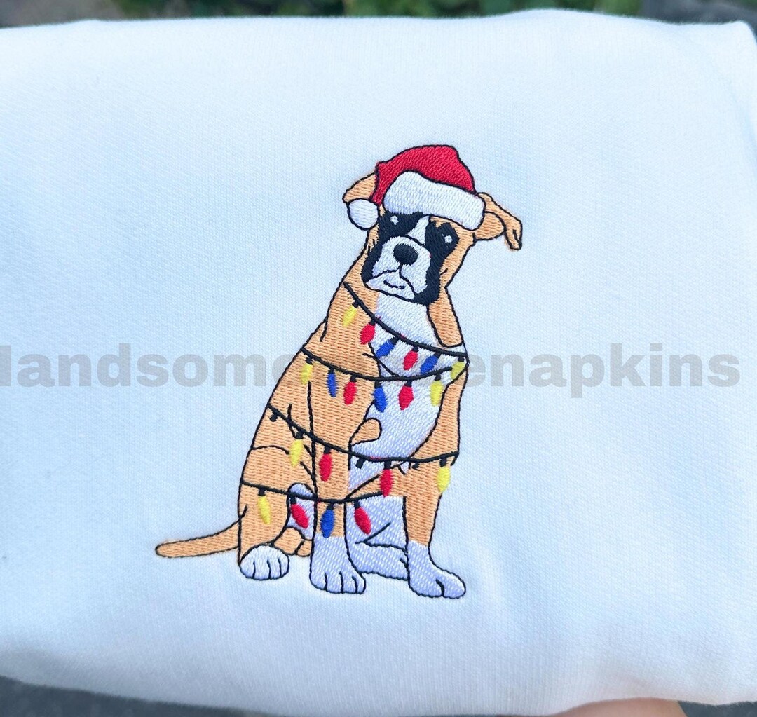 BOXER Christmas Tree Lights Embroidery Design, Boxer PES Embroidery ...
