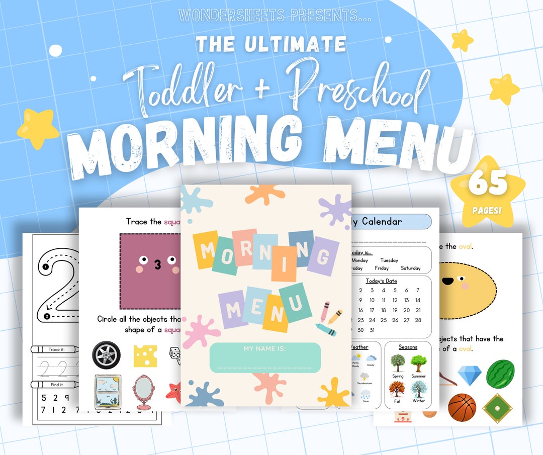 Morning Menu Bundle | Toddler Homeschool Worksheets | Preschool ...
