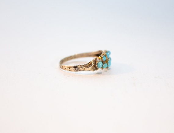 Antique 9K Solid Gold Victorian Turquoise Ring with E… - Gem