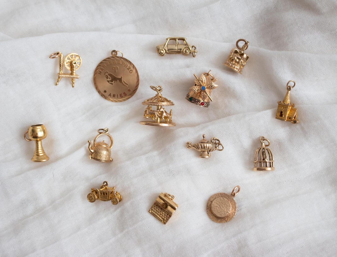 Vintage Solid Gold Charms｜assorted Classic Pendants｜retro Collectible ...