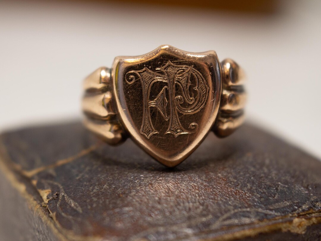 Antique 9k Rose Gold Shield Signet Ring: Chester Hallmarks, Size 8 - Etsy