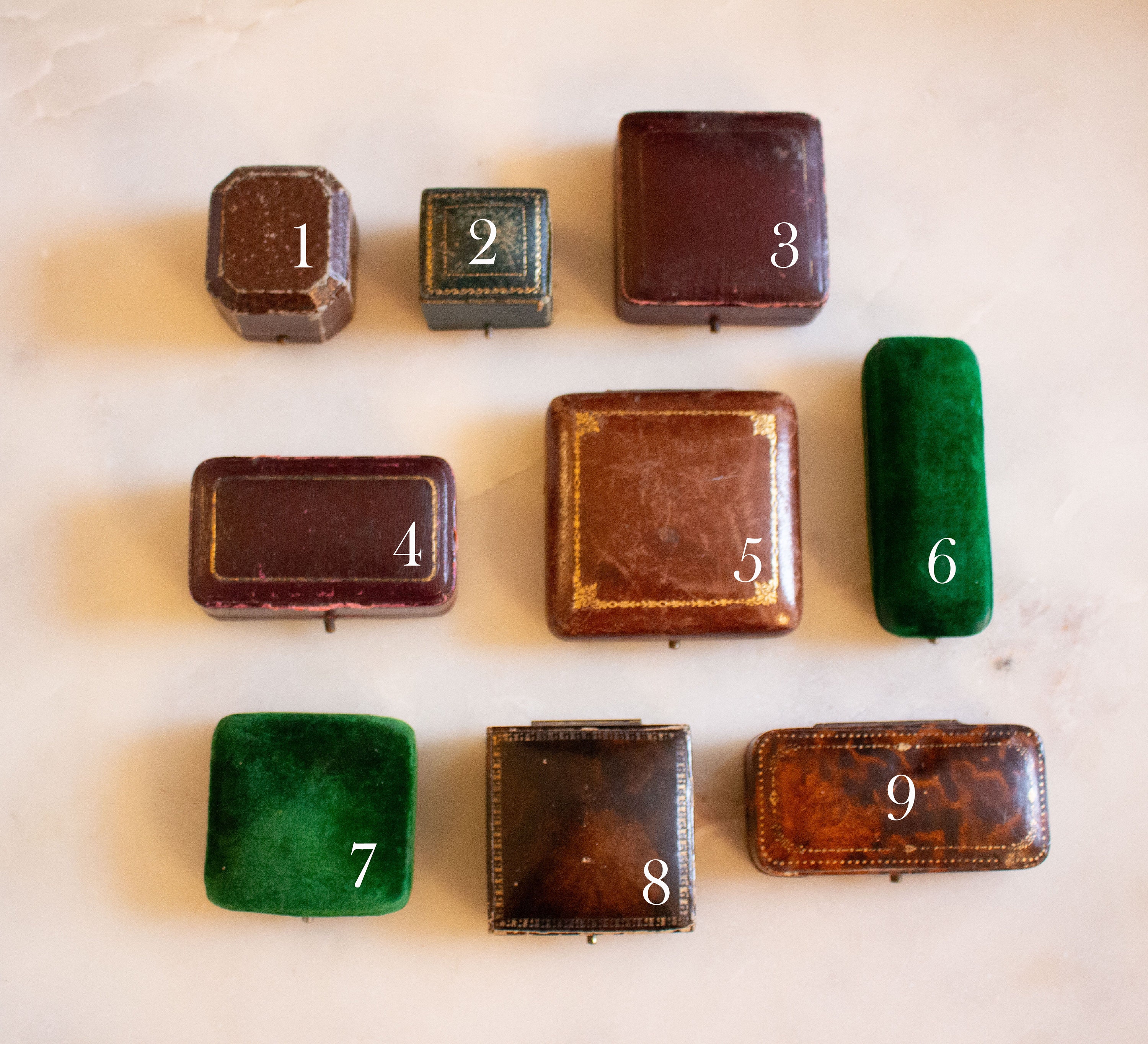 Antique Jewelry Display Boxes vintage Clamshell Ring Presentation Box ...