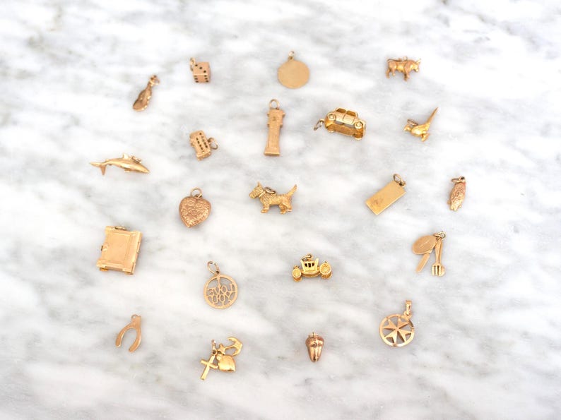 Vintage Solid Gold Charms｜assorted Classic Pendants｜retro Collectible ...