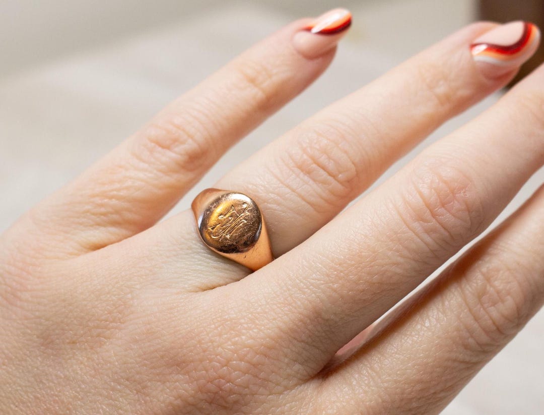 Antique 9k Rose Gold Monogram Signet Ring - 1919 English Hallmarks ...