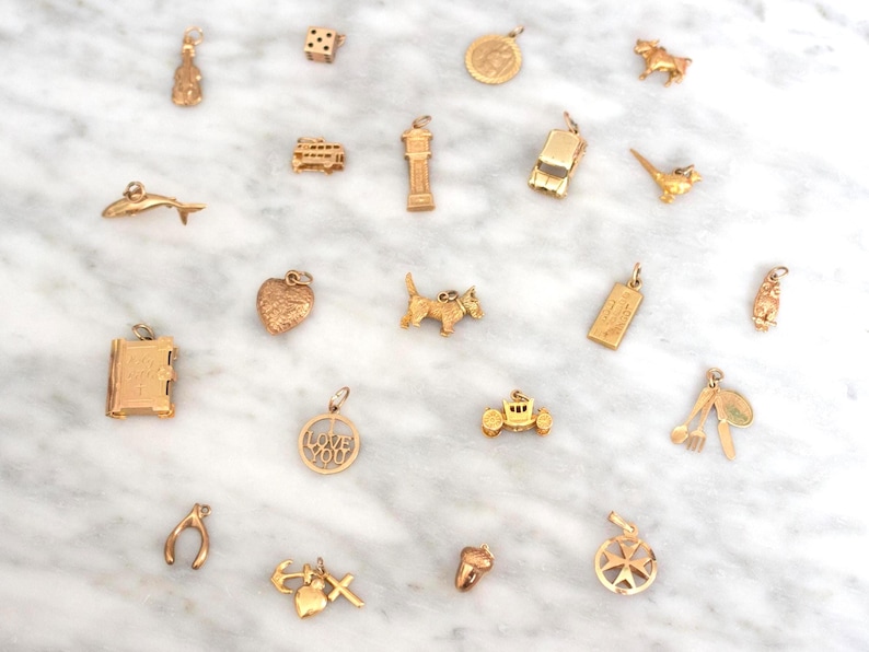 Vintage Solid Gold Charms｜assorted Classic Pendants｜retro Collectible ...