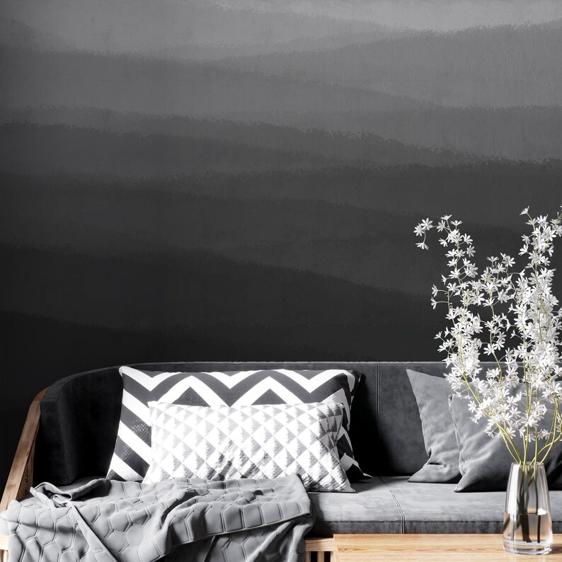 Dark Gray Wallpaper, Black Dune Wallpaper, Black Abstract Wall Mural ...