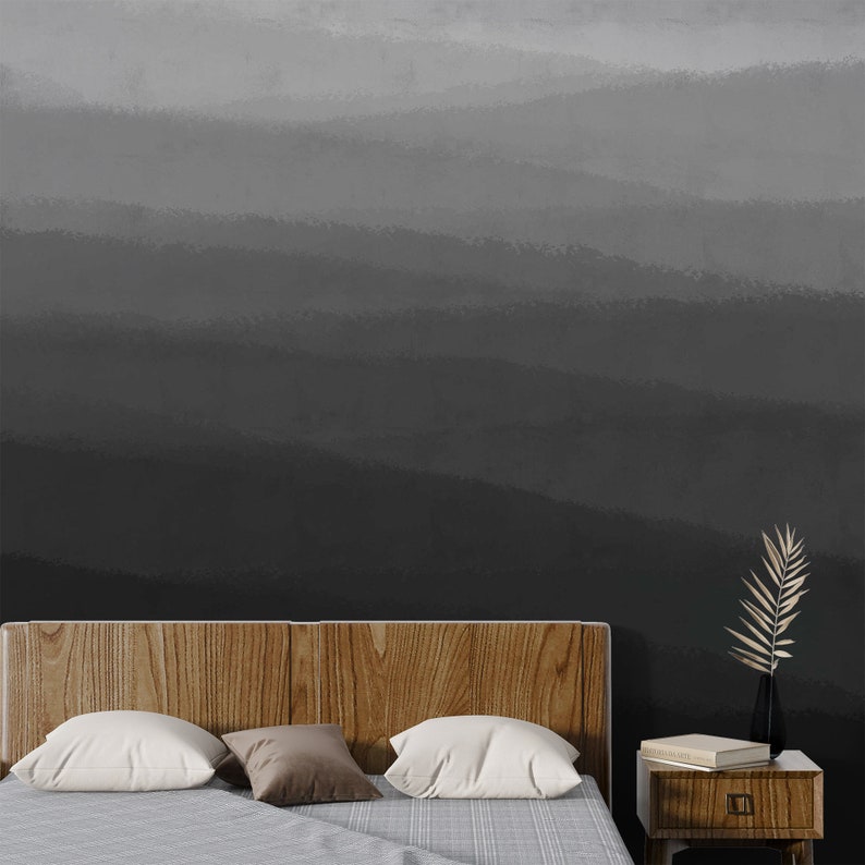 Dark Gray Wallpaper, Black Dune Wallpaper, Black Abstract Wall Mural ...