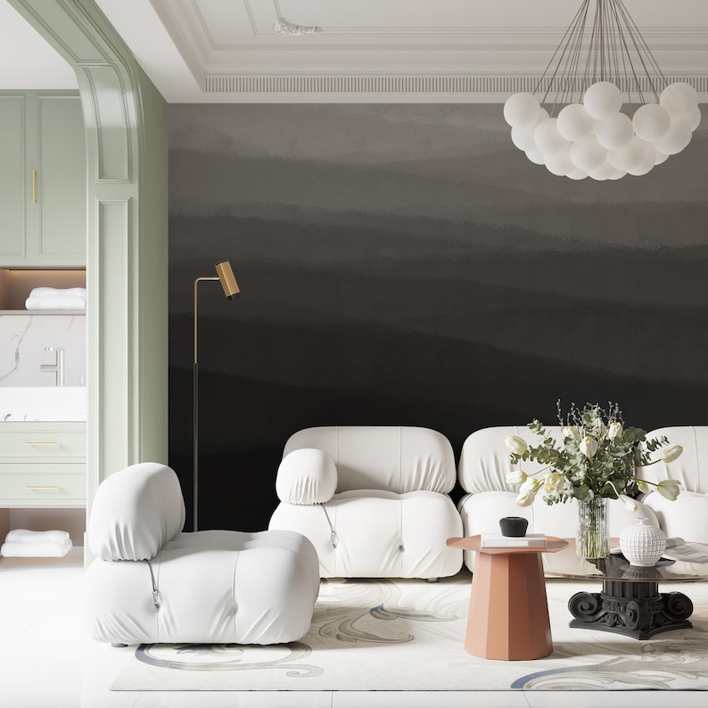 Dark Gray Wallpaper, Black Dune Wallpaper, Black Abstract Wall Mural ...