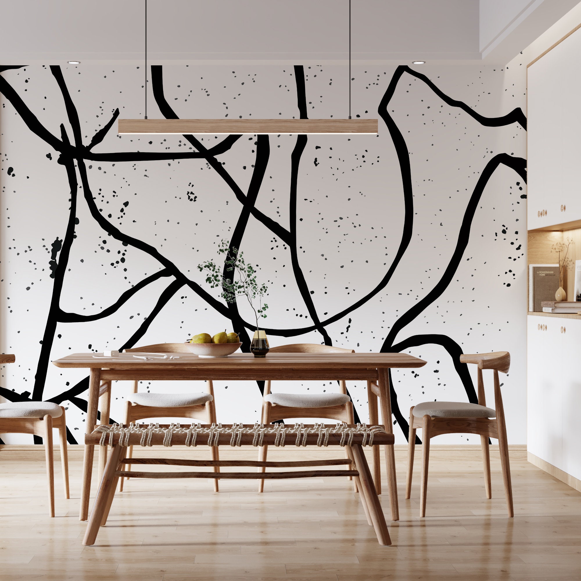 Black Ink Wallpaper, Black Brush Stroke Trendy Wallpaper, Black White ...