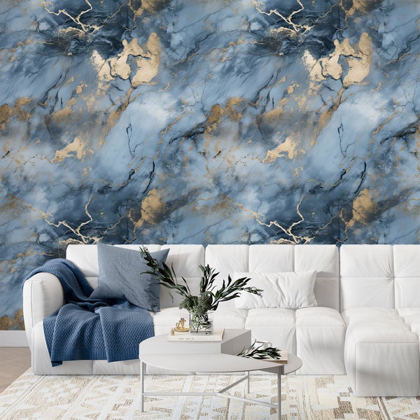 Blue Marble Wallpaper - Etsy