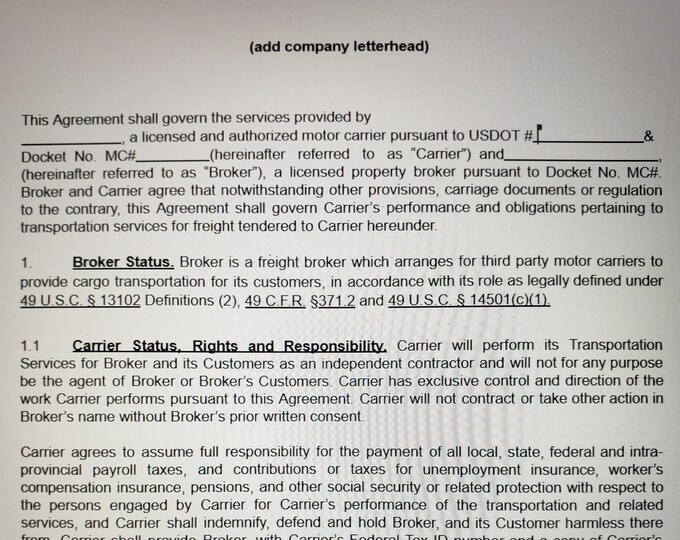 BROKER CARRIER AGREEMENT - Etsy