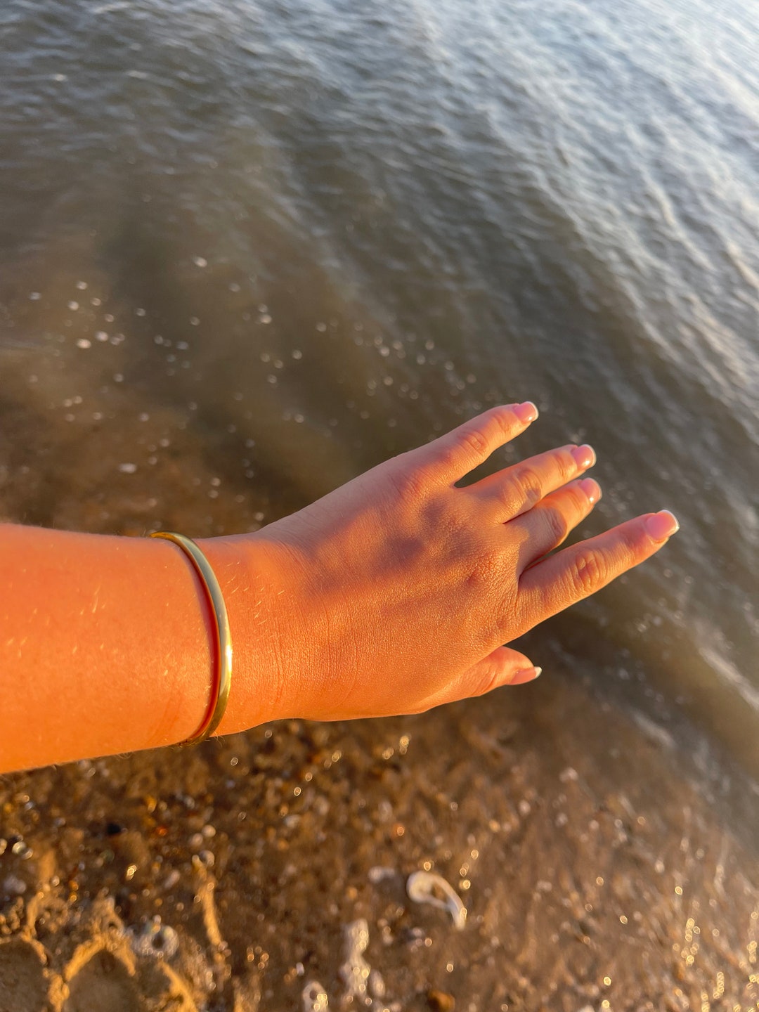 Classic Smooth Gold Bangle With Hinge Stackable Bracelet Minimalist ...