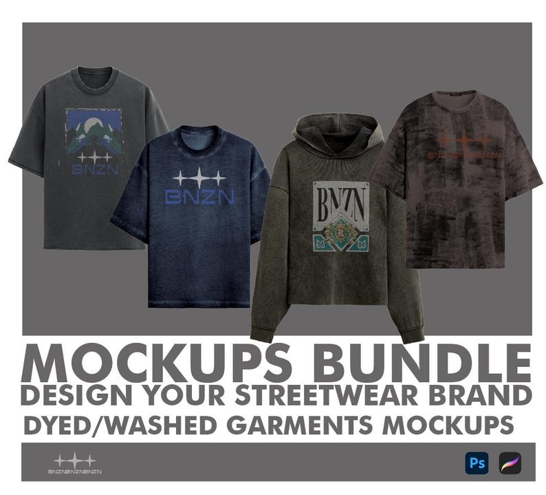 Denim Wash Streetwear Mockup Pack: Fashion Design Garment Bundle (PNG ...
