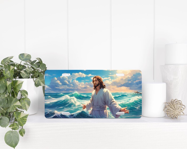 Anime Jesus Walks on Water Vanity License Plate Sublimation Digital ...