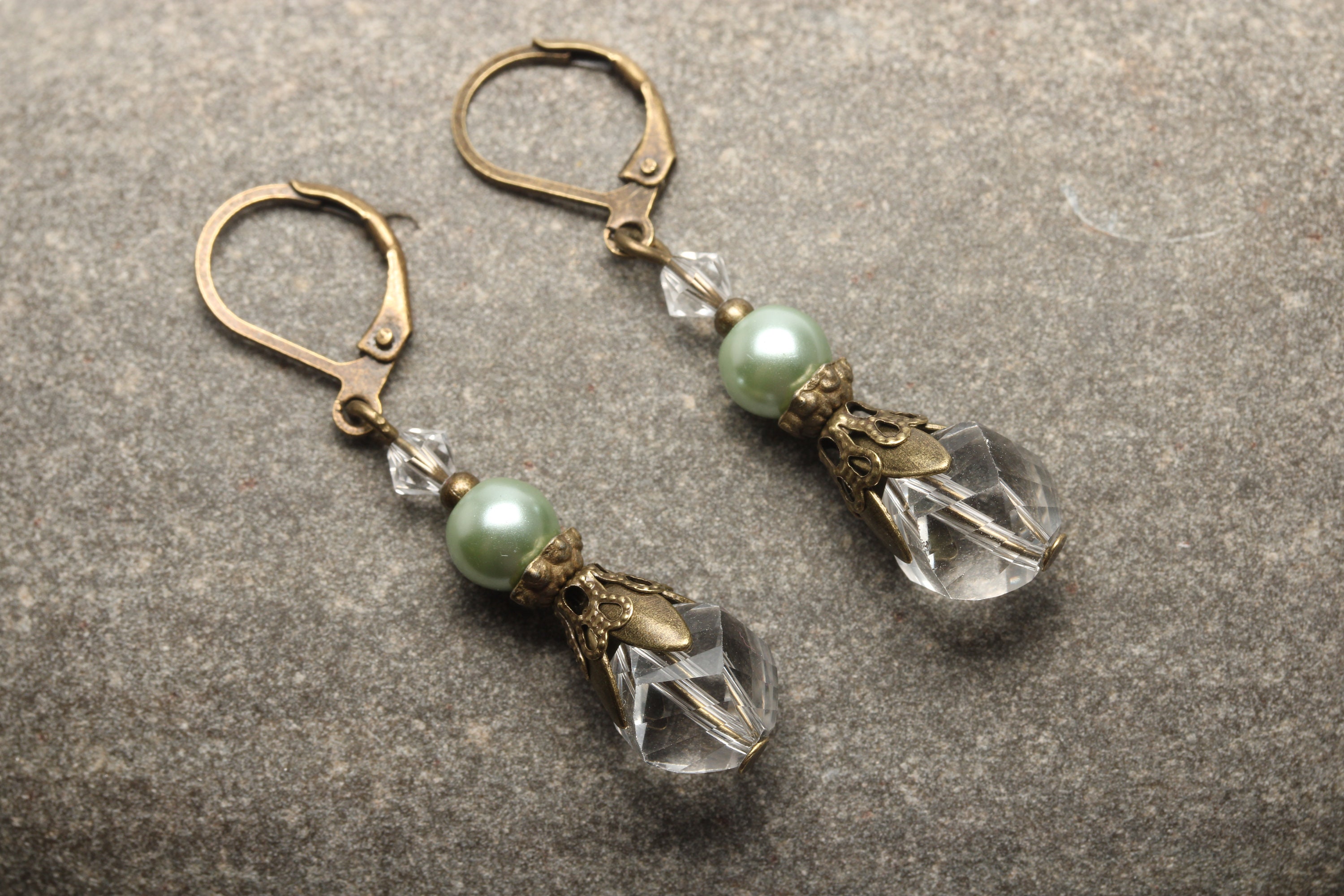 Sage Green Pearl and Crystal Victorian Necklace, Sage Wedding Necklace ...