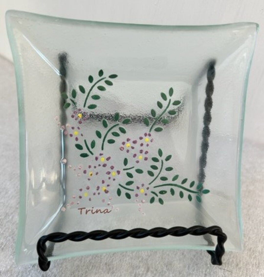 Hand Painted Repurposed Plate Glass Dishes - Etsy