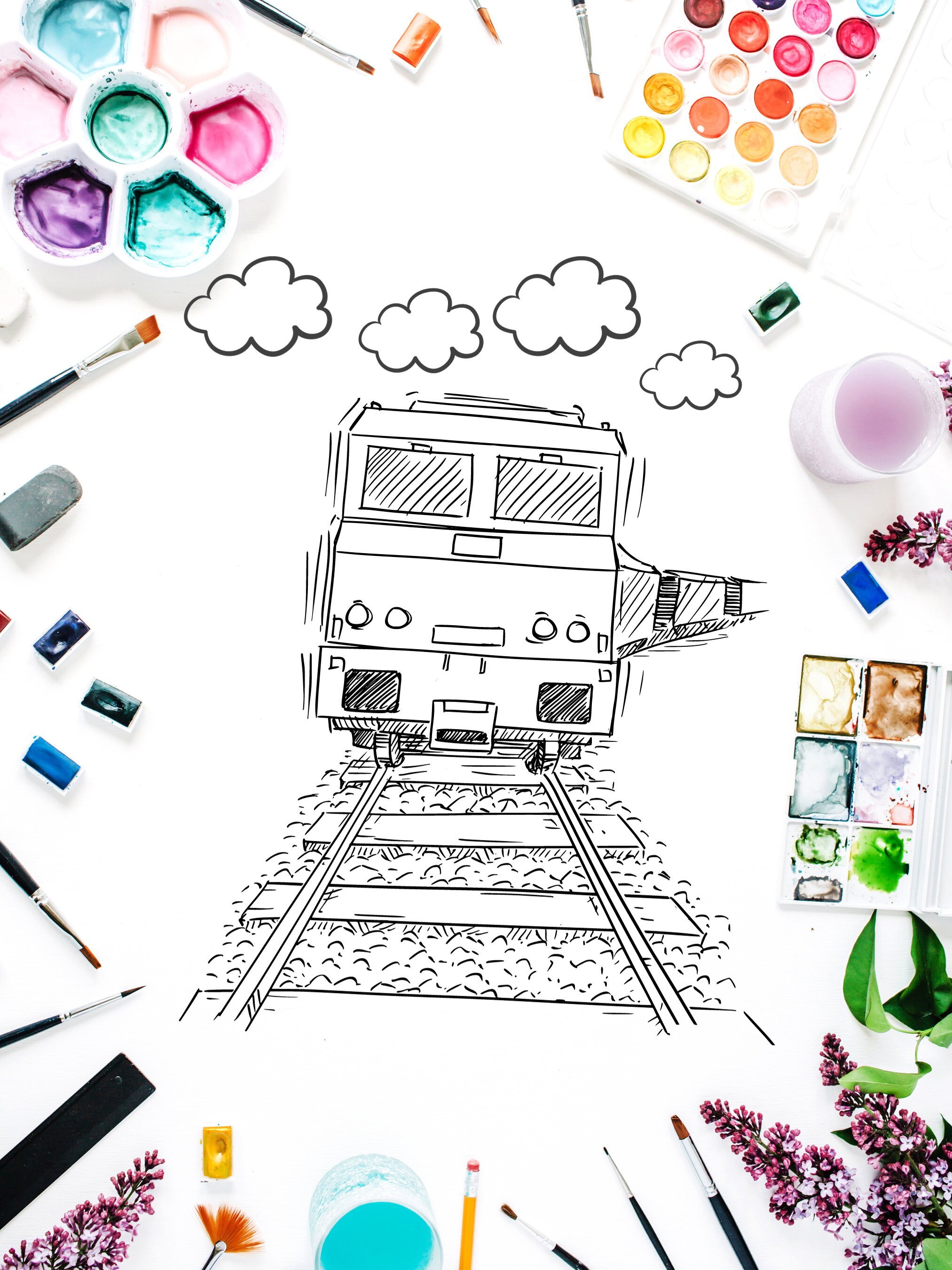 Train Coloring Pages for Kids - Etsy