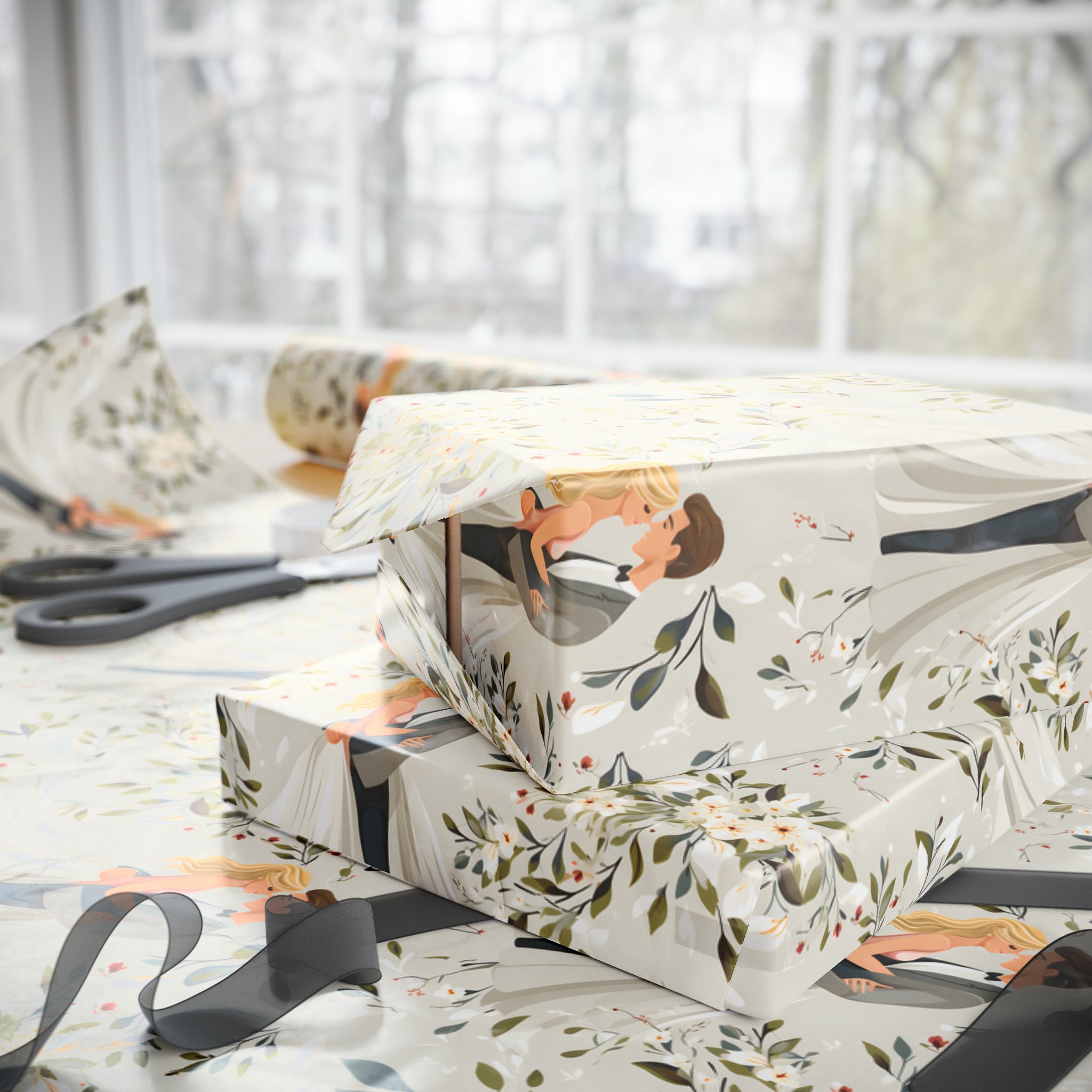 Wedding Wrapping Paper for Bridal Shower Gift Wrap for Bride and Groom ...