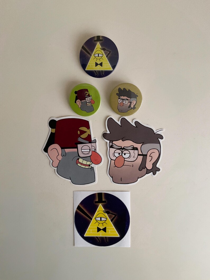 Gravity Falls Pin and Sticker Pack Stanford Pines, Stanley Pines, Bill ...
