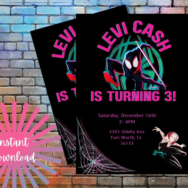 Spiderverse Editable Invitation - Etsy