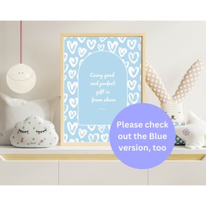 Pink Christian Nursery Decor Bible Verse Poster: Boho Nursery Wall Art ...