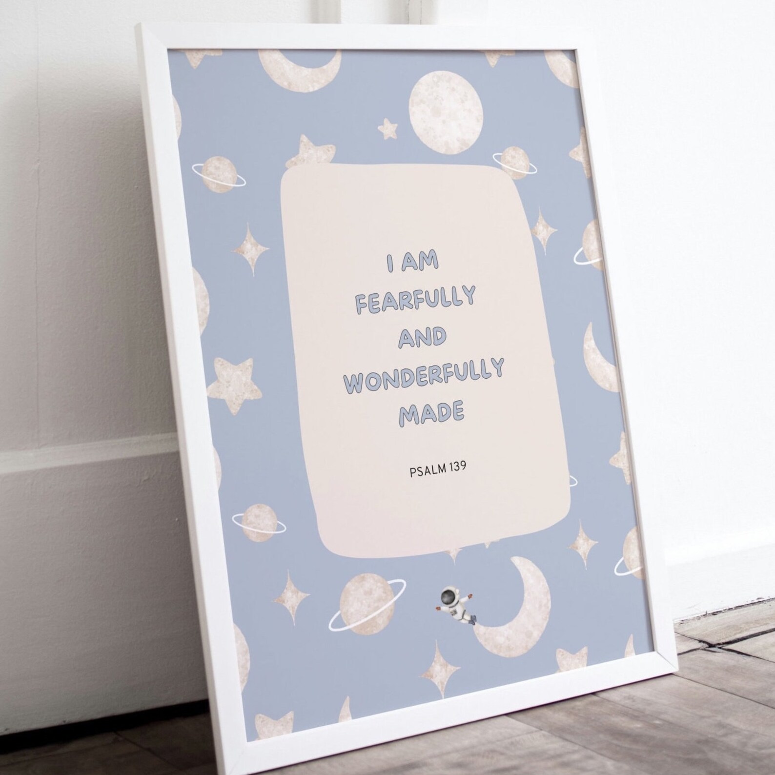 CHRISTIAN NURSERY Wall Decor | Blue Bible Verse Prints for Boys | Kids ...
