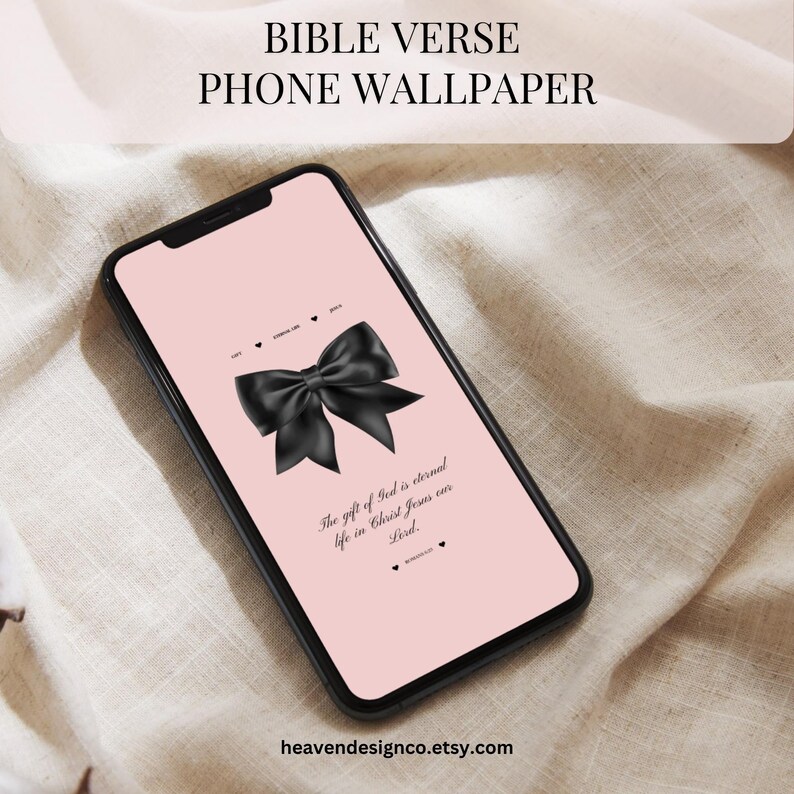 Christian Bow Bible Verse Phone Wallpaper Background Girly Aesthetic ...