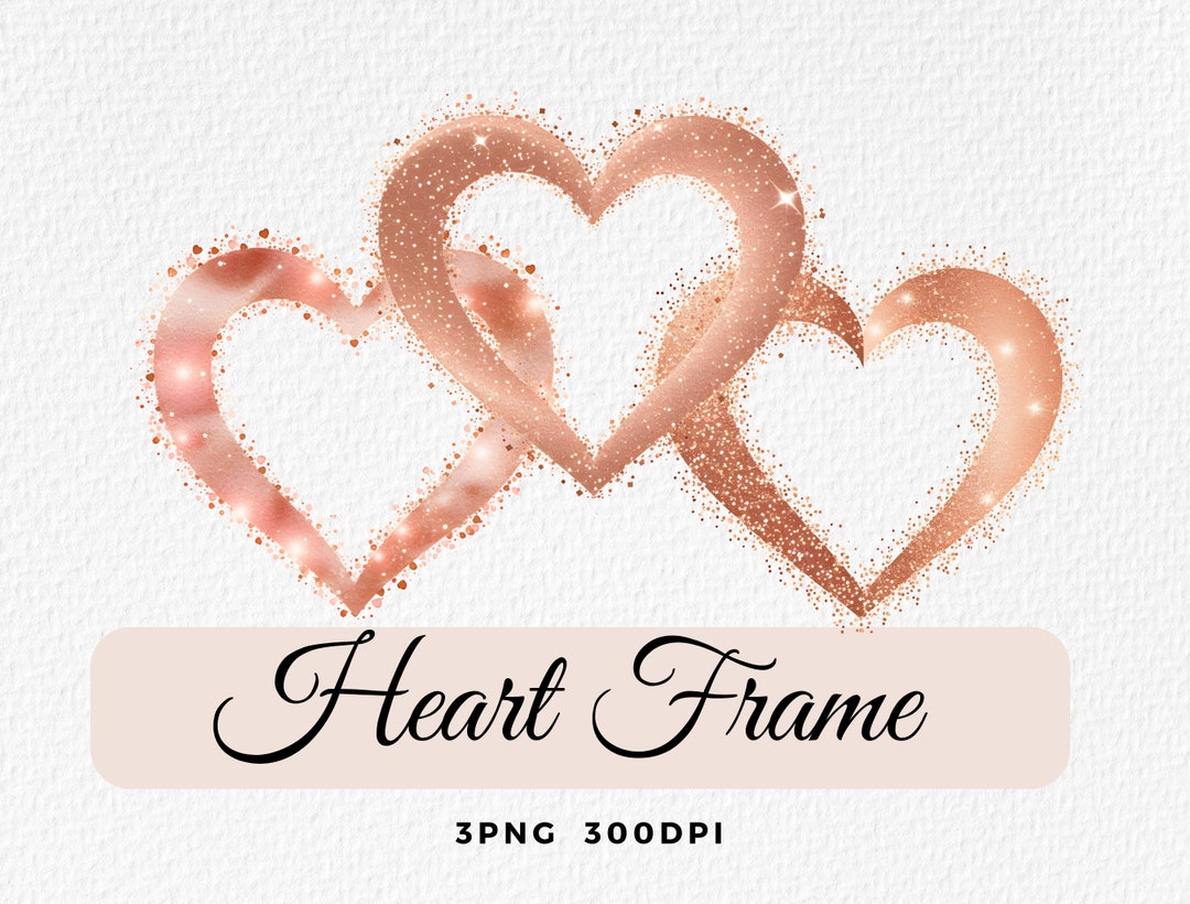 Heart Frame With Glitter PNG, Glitter Pink Gold Heart Clipart, Pink ...