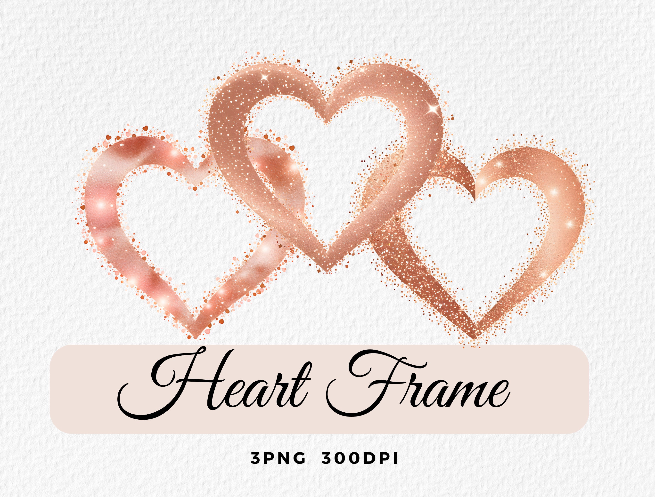Heart Frame With Glitter PNG, Glitter Pink Gold Heart Clipart, Pink ...