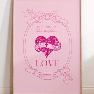Chrisitan Pink Wall Art Christian Home Decor Love Poster Teen Girl ...