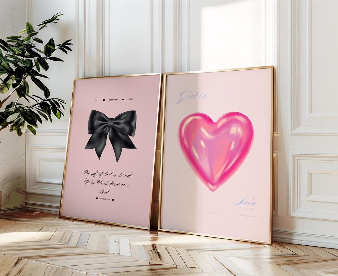 Pink Christian Bible Verse Wall Art Set of 2 Bundles Bible Verse Wall ...