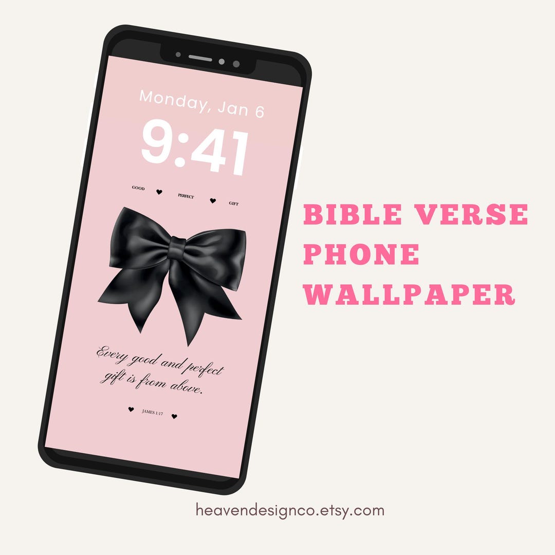 Pink Bible Verse Phone Wallpaper, Girly Christian Bow (digital Download ...