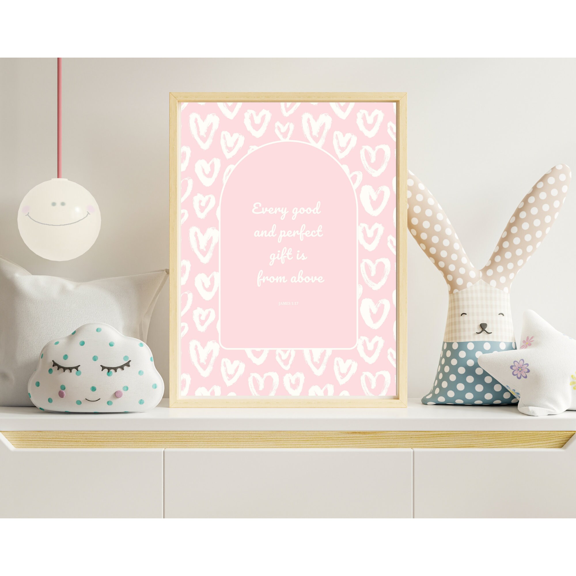 Pink Christian Nursery Decor Bible Verse Poster: Boho Nursery Wall Art ...