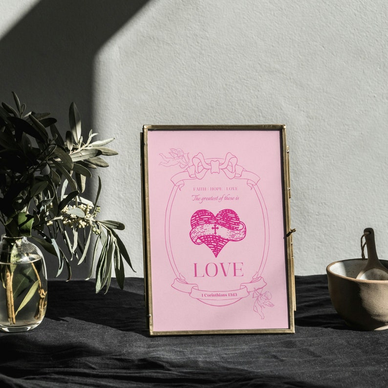 Chrisitan Pink Wall Art Christian Home Decor Love Poster Teen Girl ...