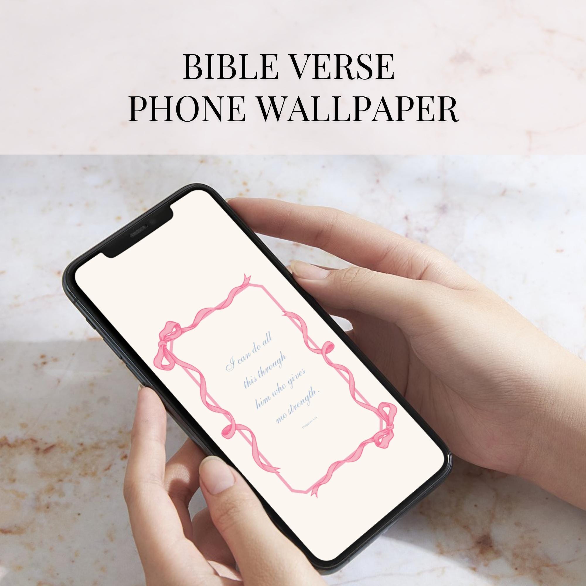 Pink Bow Christian Bible Verse Phone Wallpaper Background Girly ...
