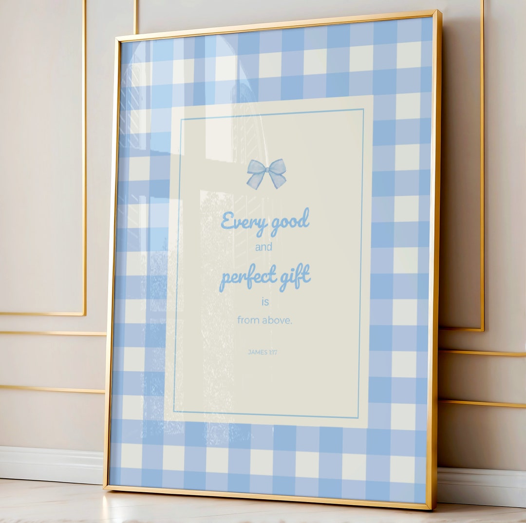 Christian Nursery Wall Decor Bible Verse Poster Blue Wall Art Baby Room ...