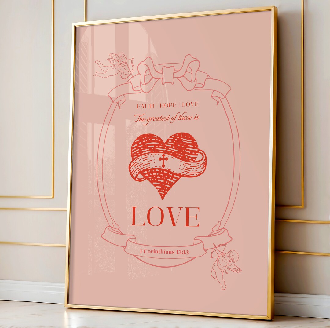 Vintage Christian Love Wall Art Print - Boho Aethentic Bible Verse Wall ...