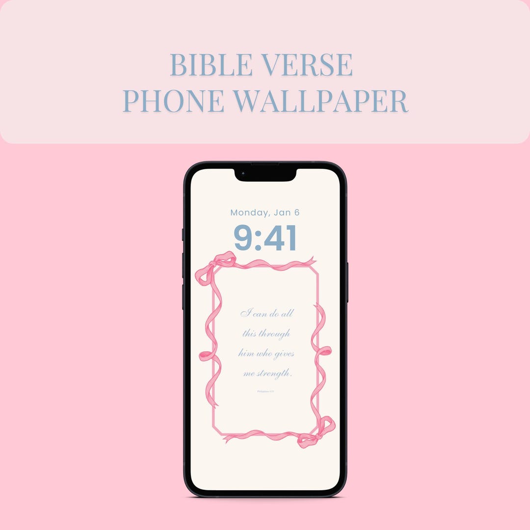 Pink Bow Christian Bible Verse Phone Wallpaper Background Girly ...