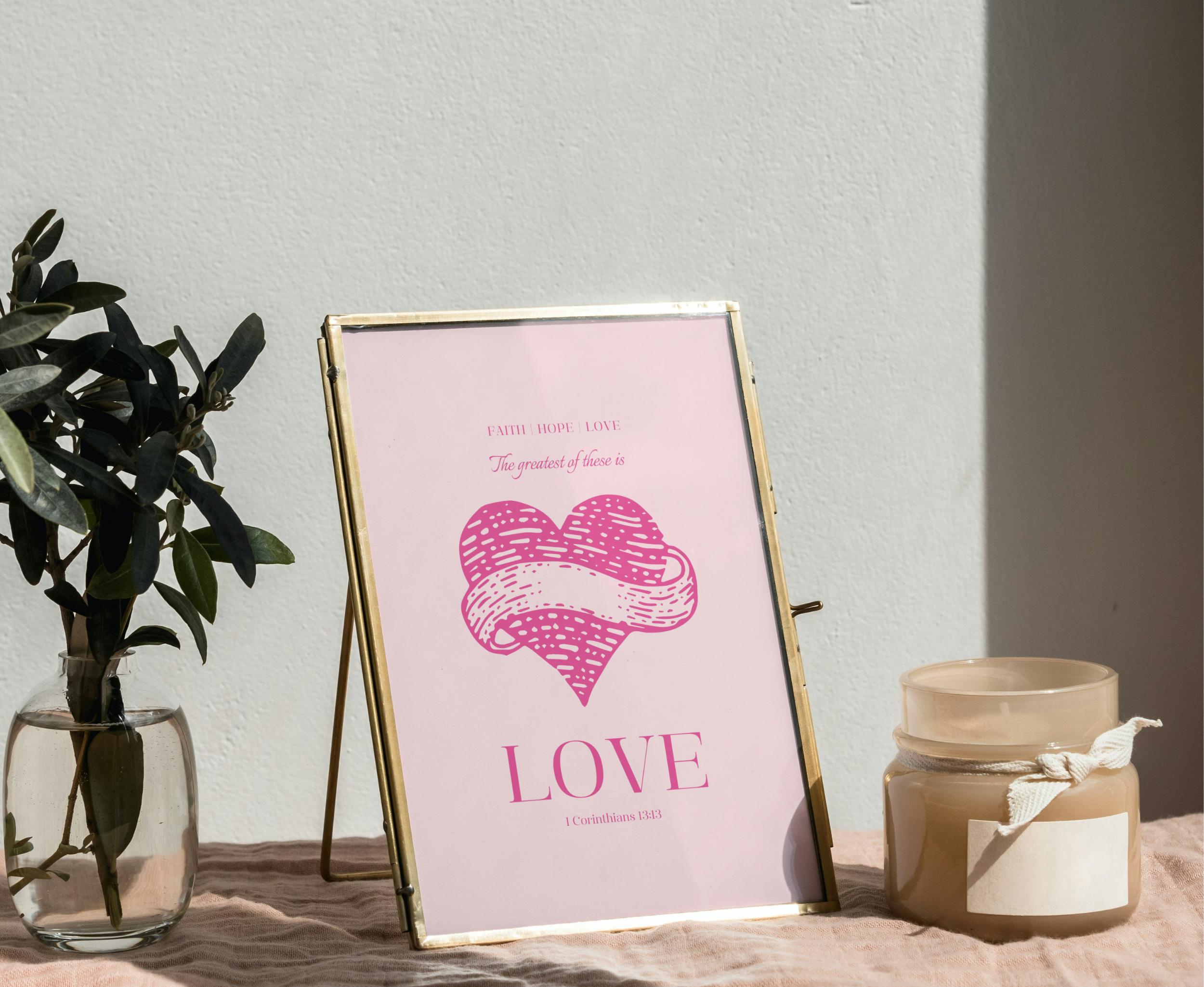 Christian Pink Wall Decor | Bible Verse Poster | Vintage Nursery Wall ...