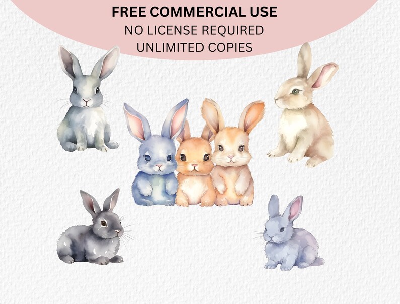 Cute Bunny Clipart, Watercolor Easter Baby Bunny PNG, Boho Cute Baby ...