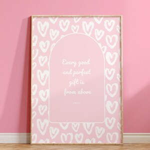 Pink Christian Nursery Decor Bible Verse Poster: Boho Nursery Wall Art ...