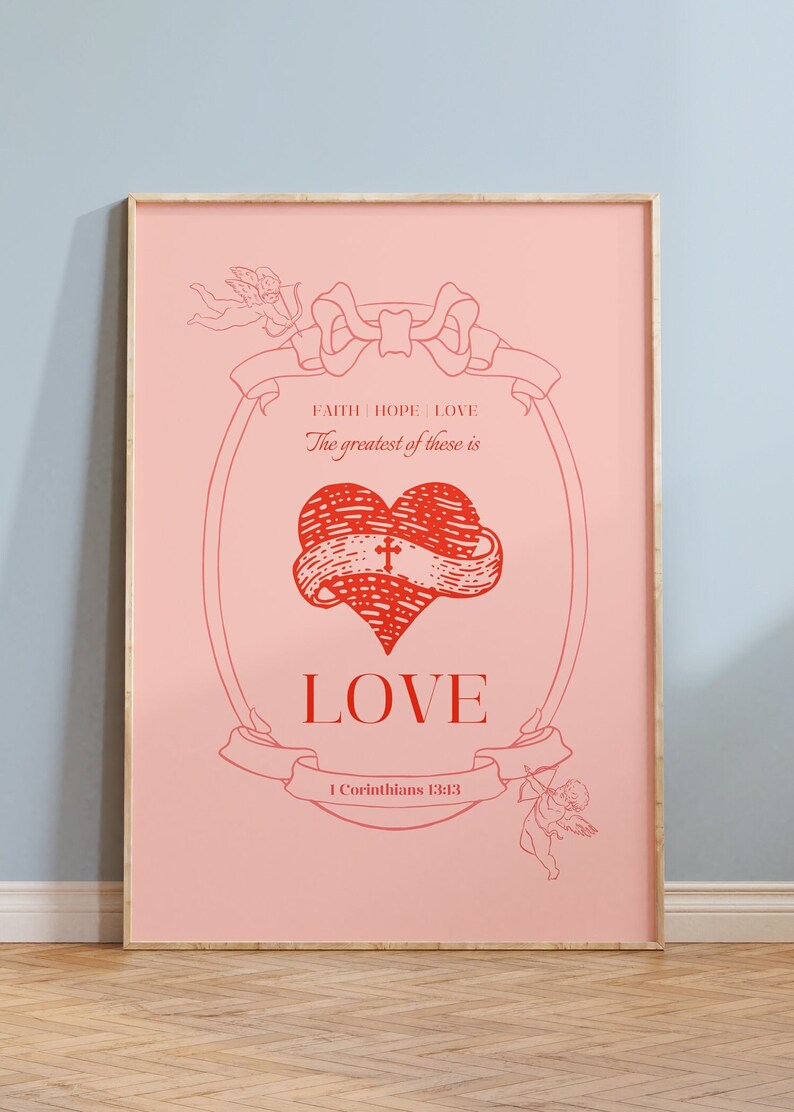 Vintage Christian Love Wall Art Print - Boho Aethentic Bible Verse Wall ...
