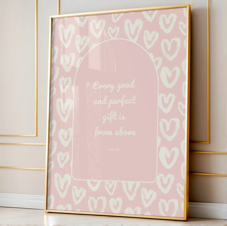 Pink Christian Nursery Decor Bible Verse Poster: Boho Nursery Wall Art ...