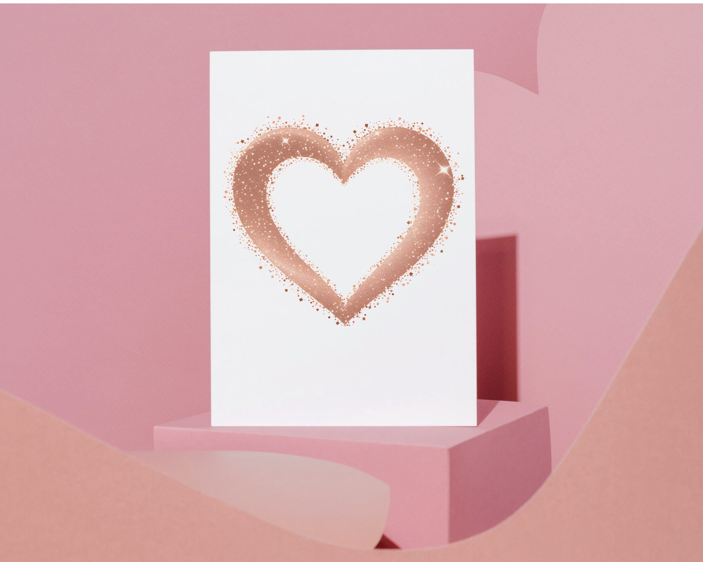 Heart Frame With Glitter PNG, Glitter Pink Gold Heart Clipart, Pink ...