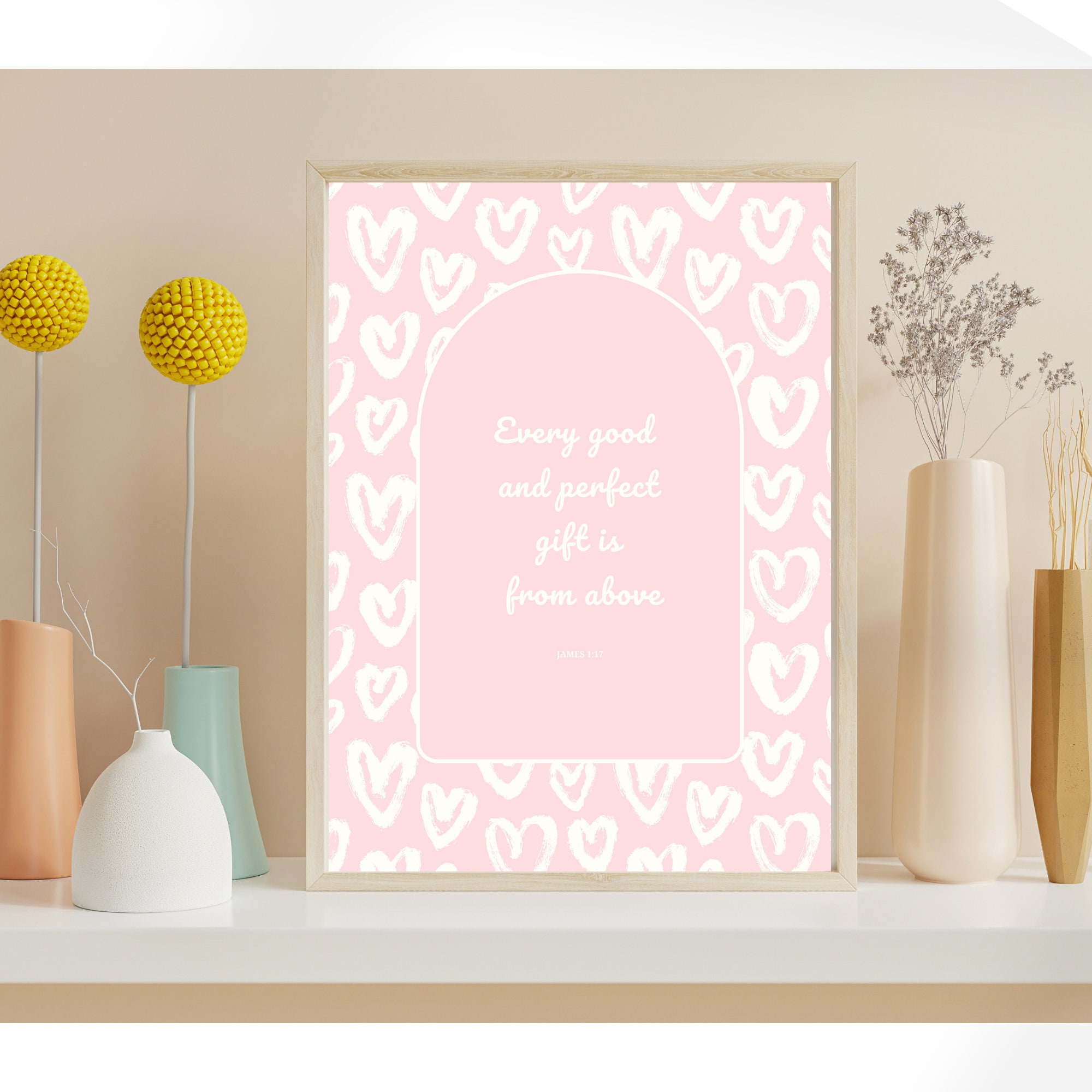 Pink Christian Nursery Decor Bible Verse Poster: Boho Nursery Wall Art ...