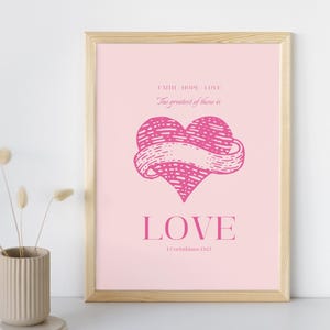 Christian Pink Wall Decor | Bible Verse Poster | Vintage Nursery Wall ...